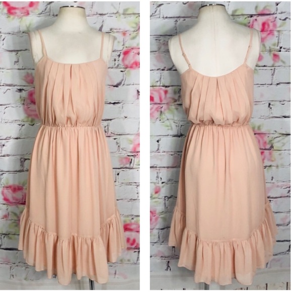 Marchesa | Dresses | Marchesa Rose Blush Pink Sundress W Ruffle Hem ...